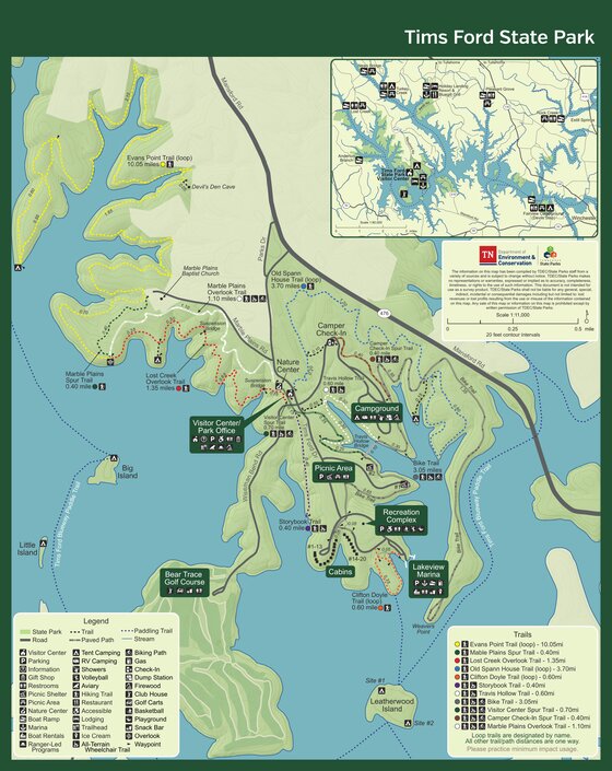 Tims Ford State Park Map by Tennessee State Parks | Avenza Maps