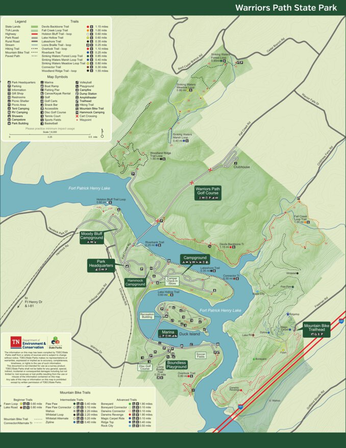 Warriors' Path State Park Map by Tennessee State Parks | Avenza Maps