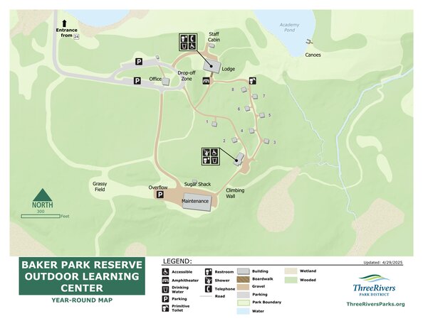 Baker Park Reserve Outdoor Learning Center Map by Three Rivers Park ...