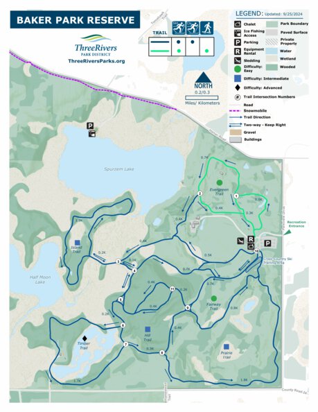 Baker Park Reserve Ski Trails Map by Three Rivers Park District ...