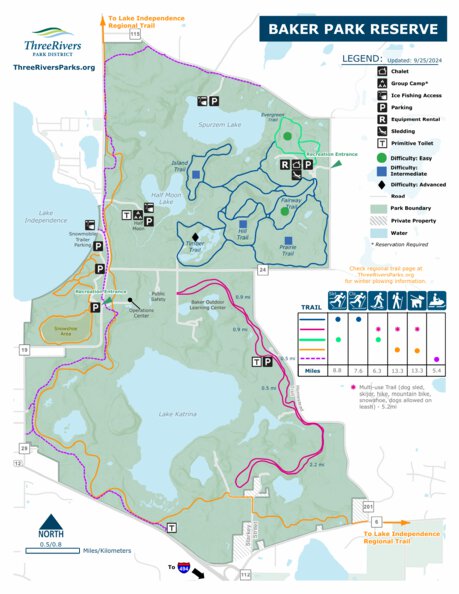 Baker Park Reserve Winter Map by Three Rivers Park District | Avenza Maps