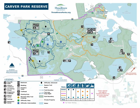 Carver Park Reserve Winter Map by Three Rivers Park District | Avenza Maps