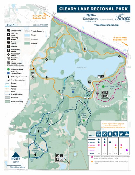 Cleary Lake Regional Park Winter Map by Three Rivers Park District ...