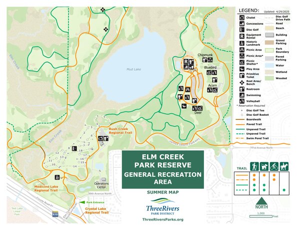 Elm Creek Park Reserve Recreation Area Map by Three Rivers Park ...