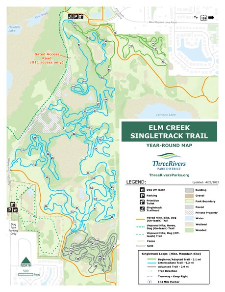 Elm Creek Park Reserve Singletrack Trail Map by Three Rivers Park ...