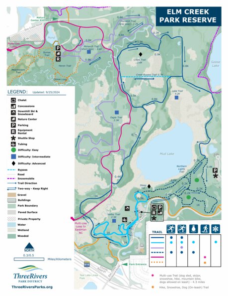 Elm Creek Park Reserve Ski Trails Map by Three Rivers Park District ...