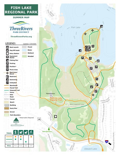 Fish Lake Regional Park Summer Map by Three Rivers Park District ...