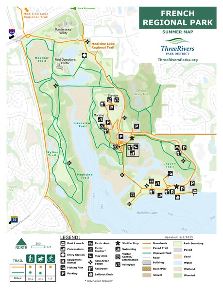 French Regional Park Summer Map by Three Rivers Park District | Avenza Maps