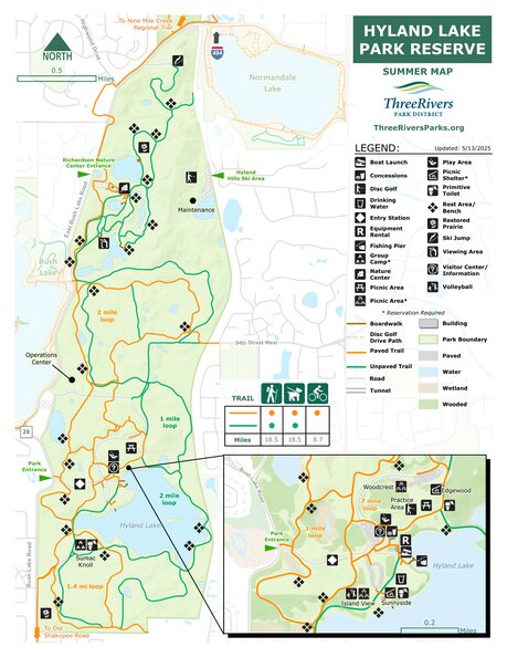 Hyland Lake Park Reserve Summer Map by Three Rivers Park District ...