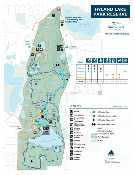 Hyland Lake Park Reserve Winter Map by Three Rivers Park District ...