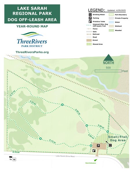 Lake Sarah Regional Park Dog Off Leash Area Map by Three Rivers Park ...