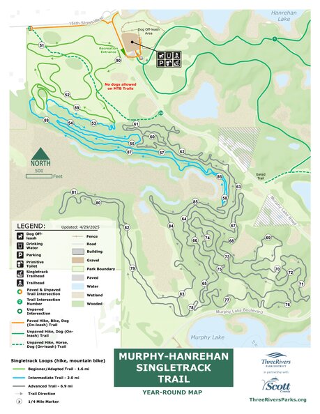 Murphy-Hanrehan Park Reserve Singletrack Trail Map by Three Rivers Park ...