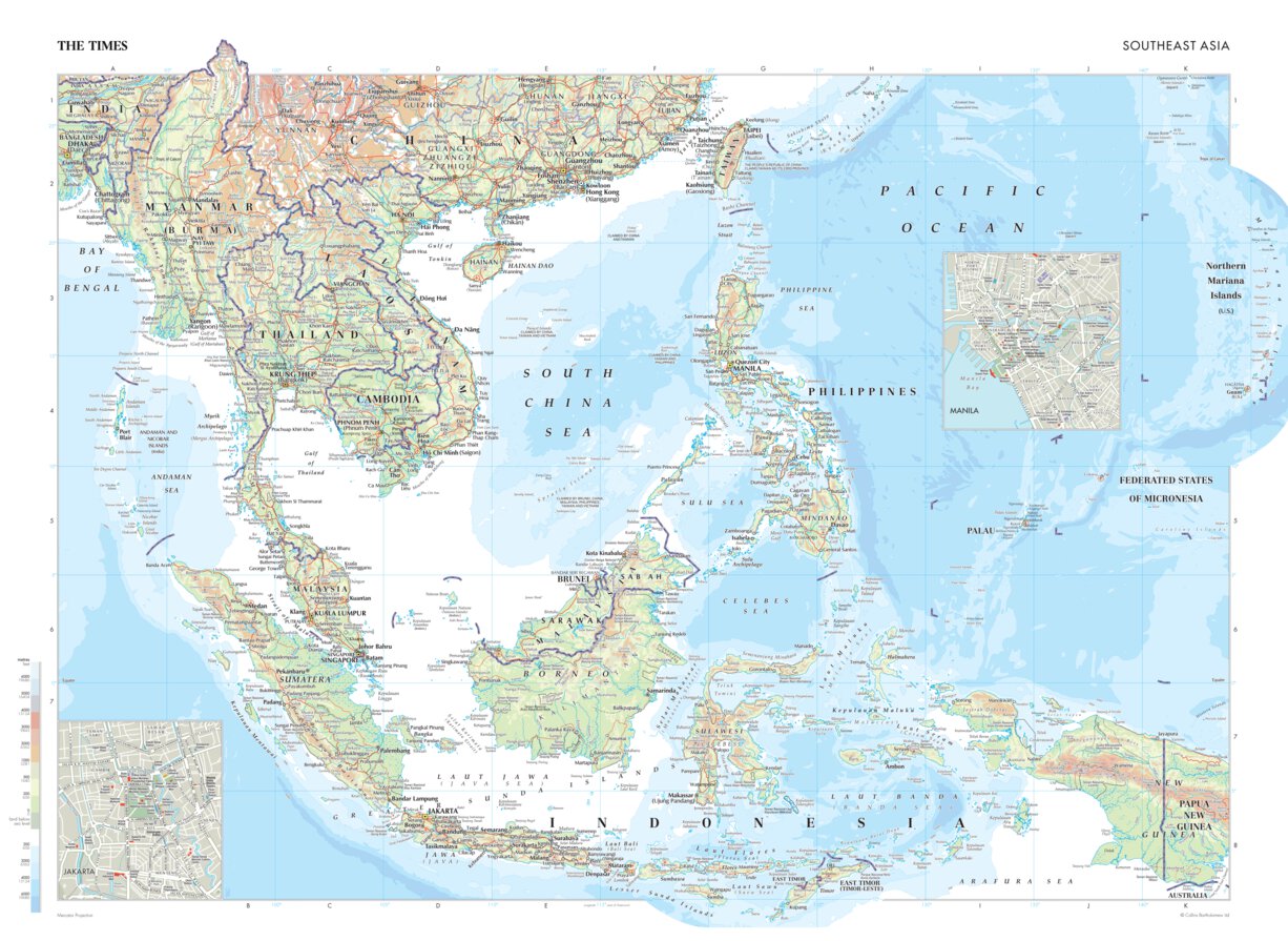 The Times Map of Asia (Southeast) by Times Maps | Avenza Maps