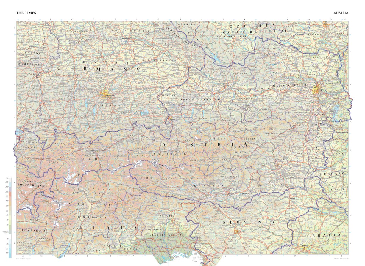 The Times Map of Austria by Times Maps | Avenza Maps