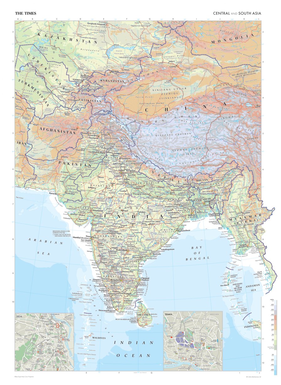 The Times Map of Central and South Asia by Times Maps | Avenza Maps