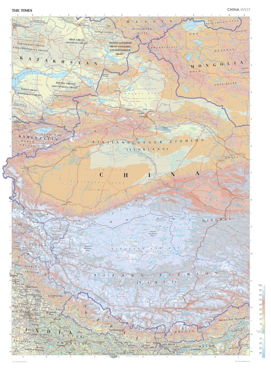 The Times Map of China (West) by Times Maps | Avenza Maps