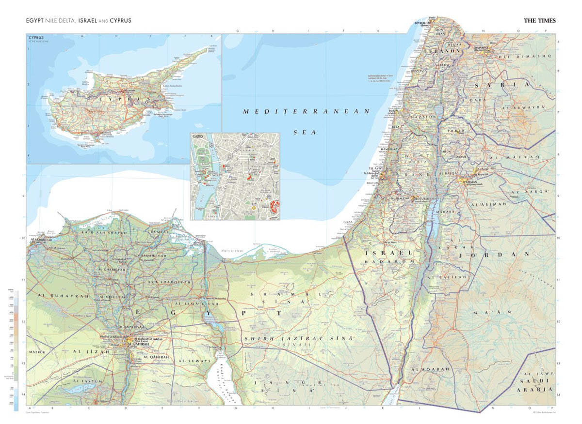 The Times Map of Egypt (Nile Delta), Israel and Cyprus by Times Maps ...