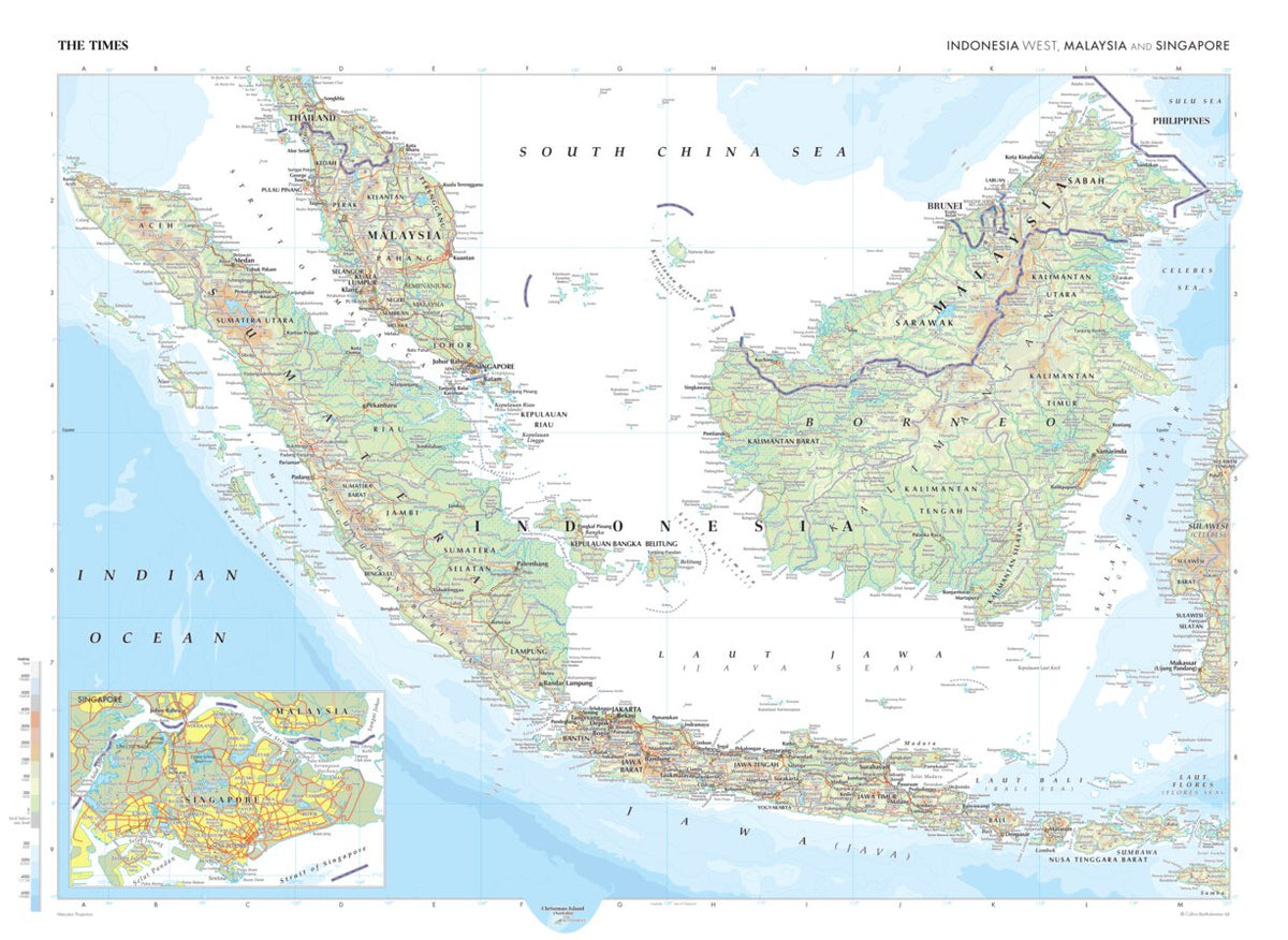 The Times Map of Indonesia (West), Malaysia and Singapore by Times Maps ...