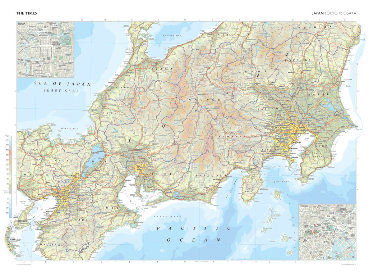 The Times Map of Japan: Tokyo to Osaka by Times Maps | Avenza Maps