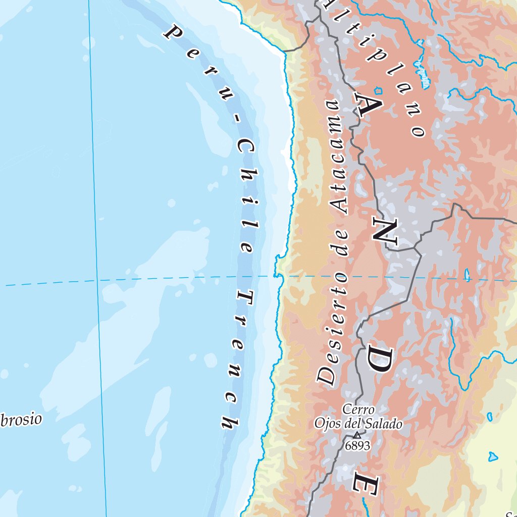 Physical feature map of south america