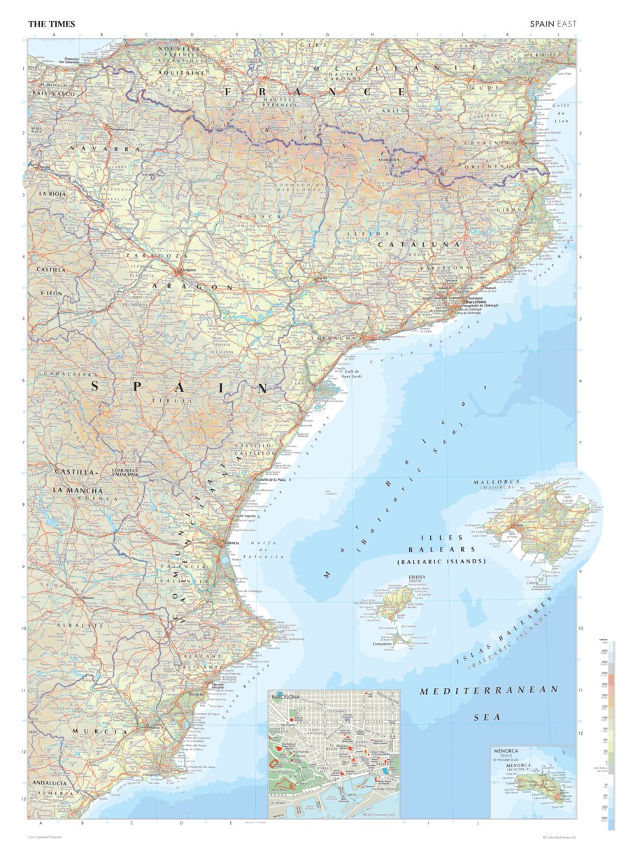 The Times Map of Spain (East) by Times Maps | Avenza Maps