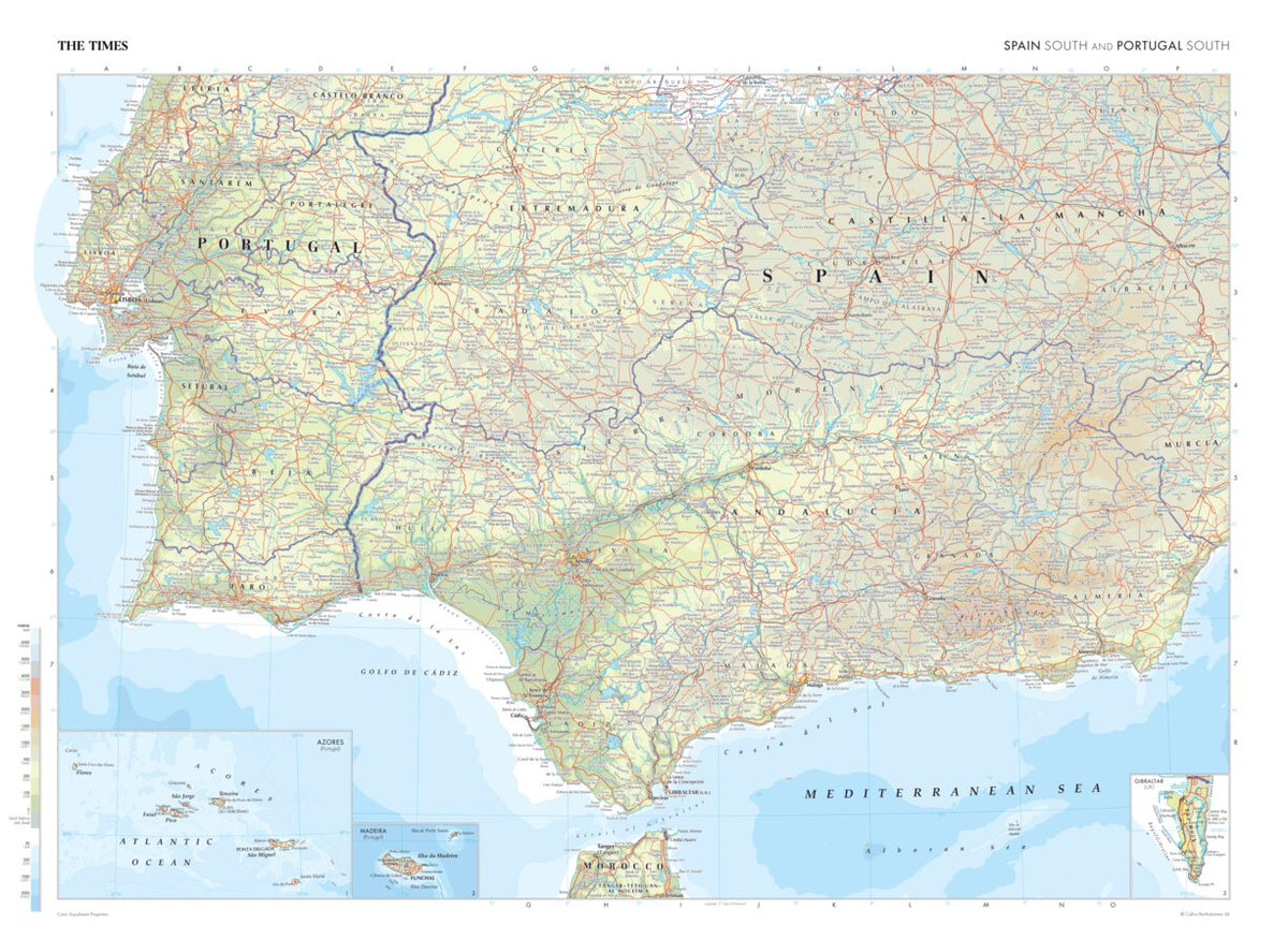 The Times Map of Spain (South) and Portugal (South) by Times Maps ...