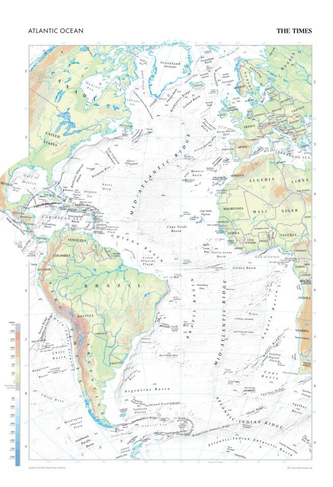 The Times Map of the Atlantic Ocean by Times Maps | Avenza Maps