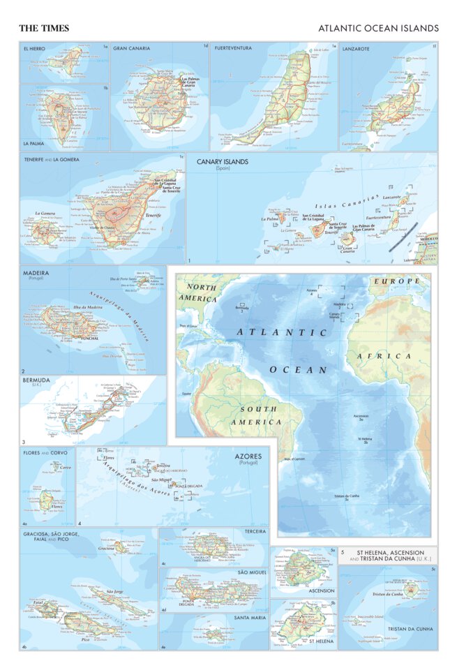 The Times Map of the Atlantic Ocean Islands by Times Maps | Avenza Maps