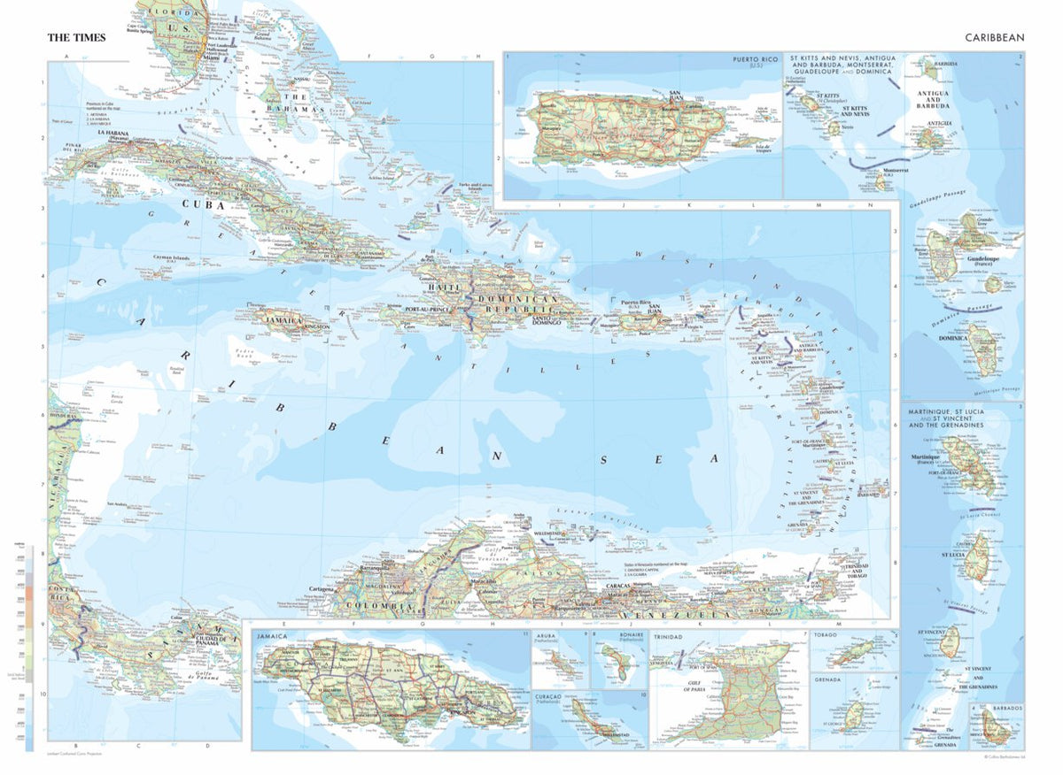 The Times Map of the Caribbean by Times Maps | Avenza Maps