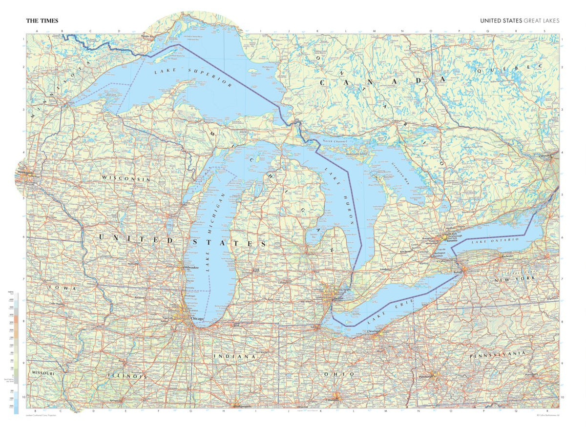 The Times Map of the Great Lakes (United States) by Times Maps | Avenza ...