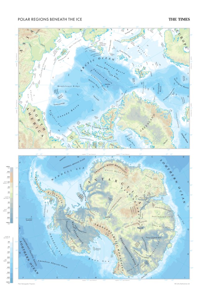 The Times Map of the Polar Regions (Beneath the Ice) by Times Maps ...