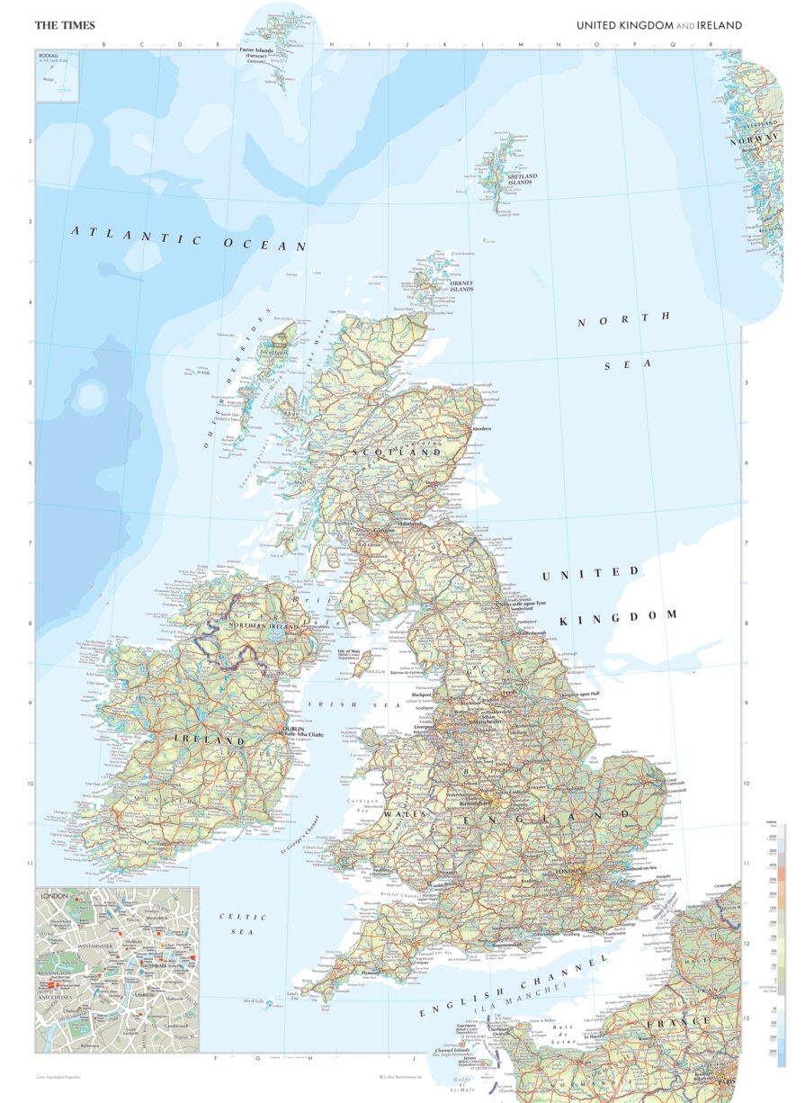 The Times Map of the United Kingdom and Ireland by Times Maps | Avenza Maps