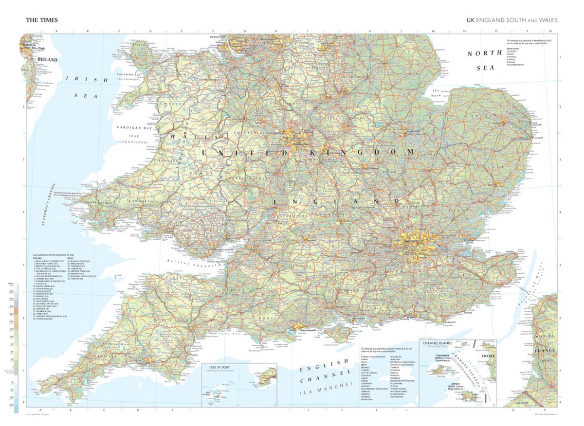The Times Map of the United Kingdom: England (South) and Wales by Times ...