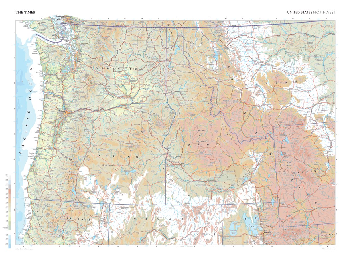 The Times Map of the United States (Northwest) by Times Maps | Avenza Maps