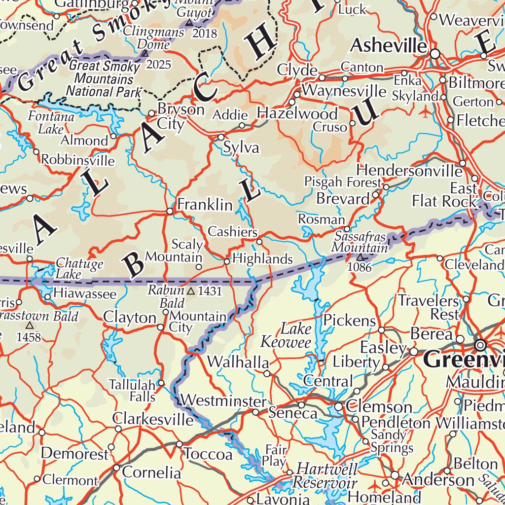 The Times Map of the United States (Southeast) by Times Maps | Avenza Maps