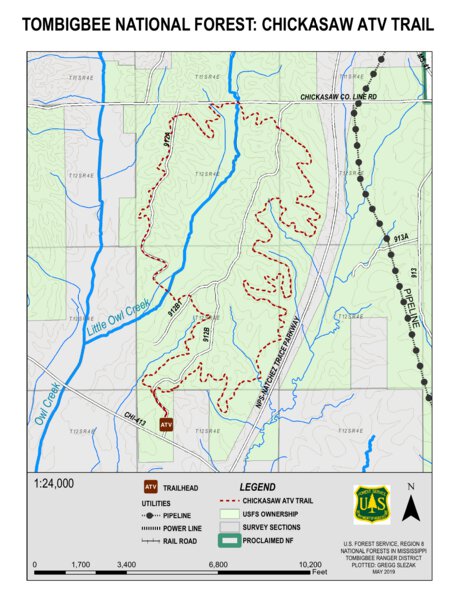 Chickasaw ATV Trail Map by Tombigbee Ranger District | Avenza Maps