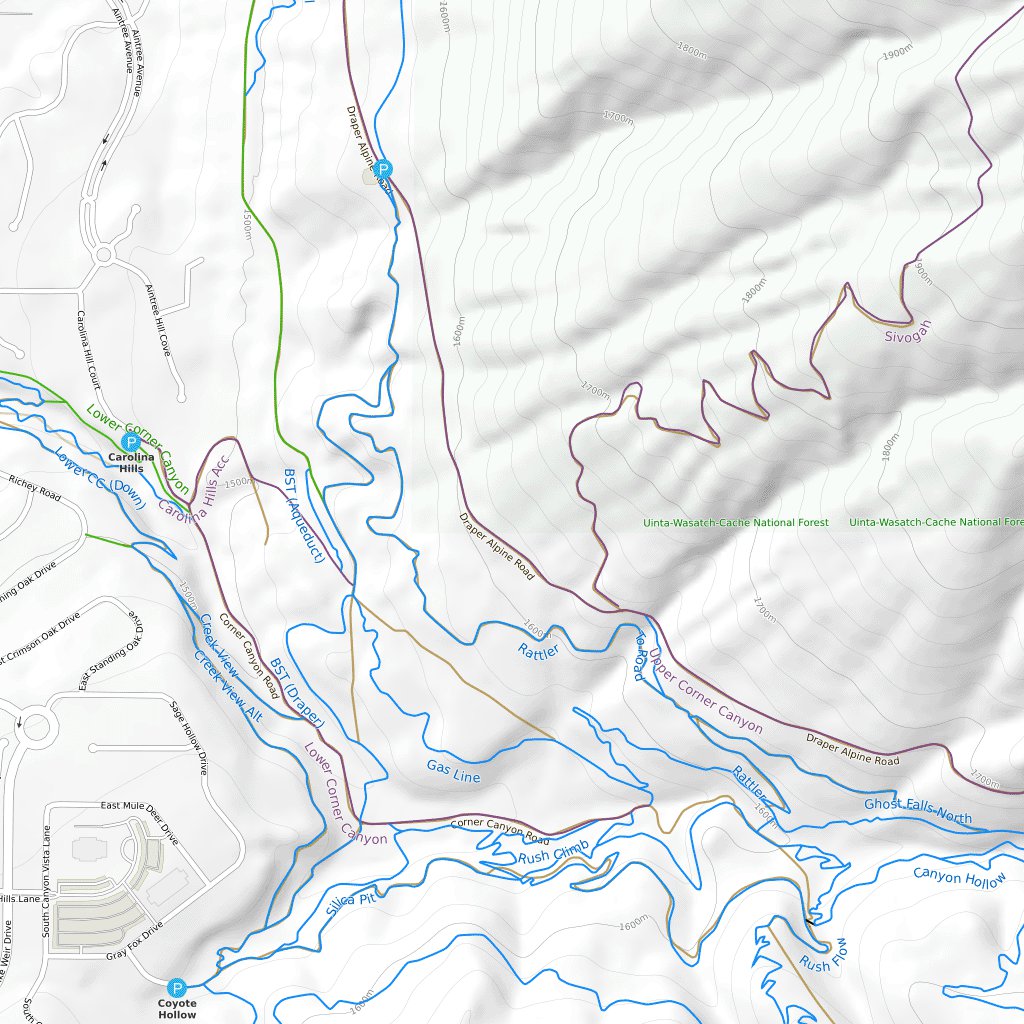 Draper Mountain Bike Trails Map by Trailforks | Avenza Maps