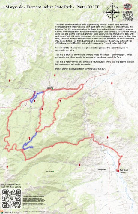 Fremont Indian SP - 50 Inch - Paiute Trail UT Map by Trusted Trail Maps ...