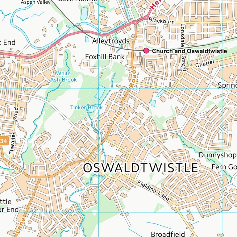Hyndburn District (B) (SD72) Map by UK Topographic Maps | Avenza Maps