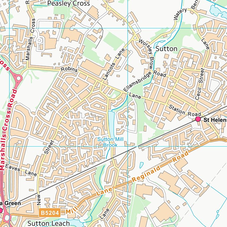 St. Helens District (B) (SJ59) Map by UK Topographic Maps | Avenza Maps