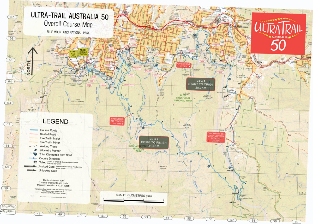 UTA50 - Overall Course Map 2021 by Ultra-Trail Australia | Avenza Maps
