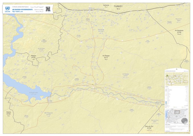 Ar-Raqqa governorate reference maps Map by UN OCHA Regional office for ...