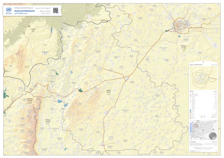 Idleb governorate reference Map by UN OCHA Regional office for the ...