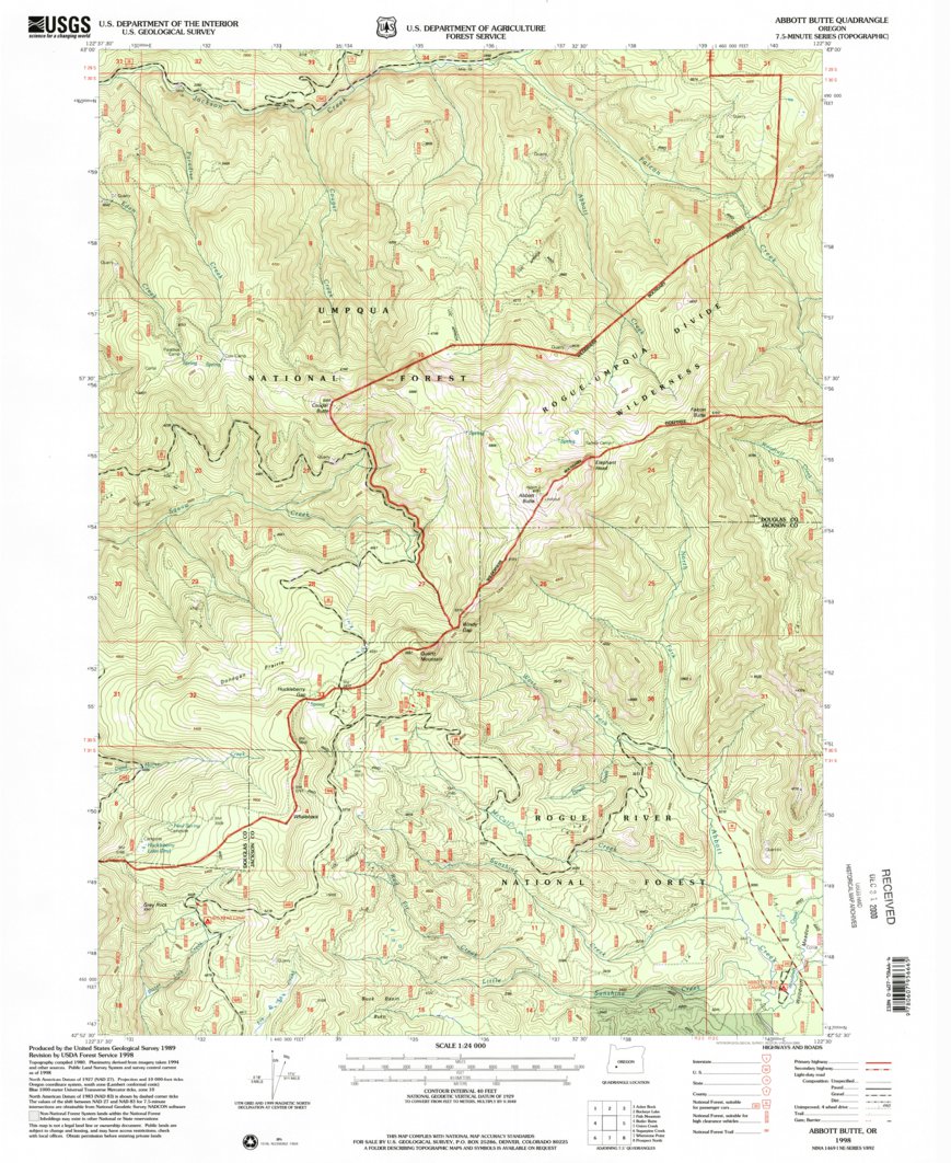 Abbott Butte, OR (1998, 24000-Scale) Map by United States Geological ...