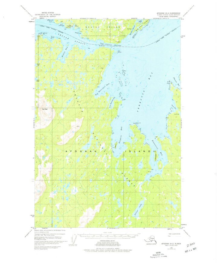 Afognak B-2, AK (1952, 63360-Scale) Map by United States Geological ...