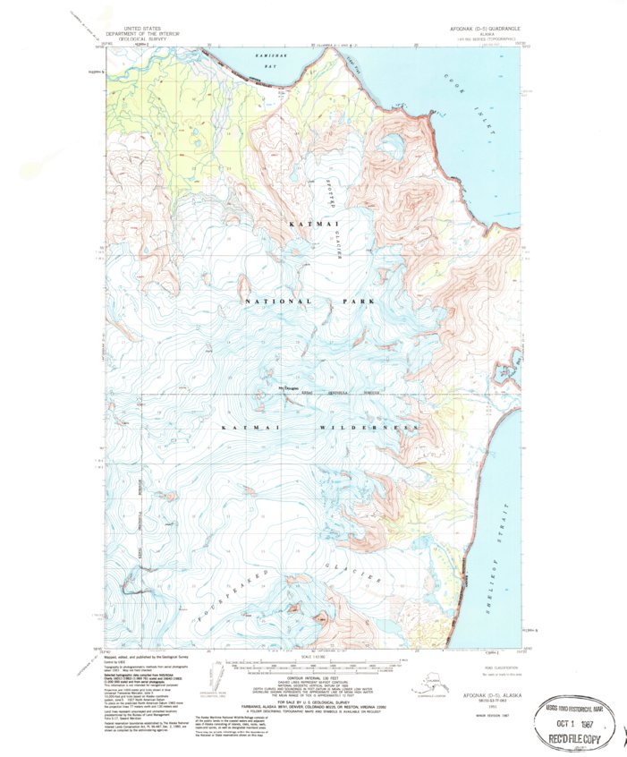 Afognak D-5, AK (1951, 63360-Scale) Map by United States Geological ...