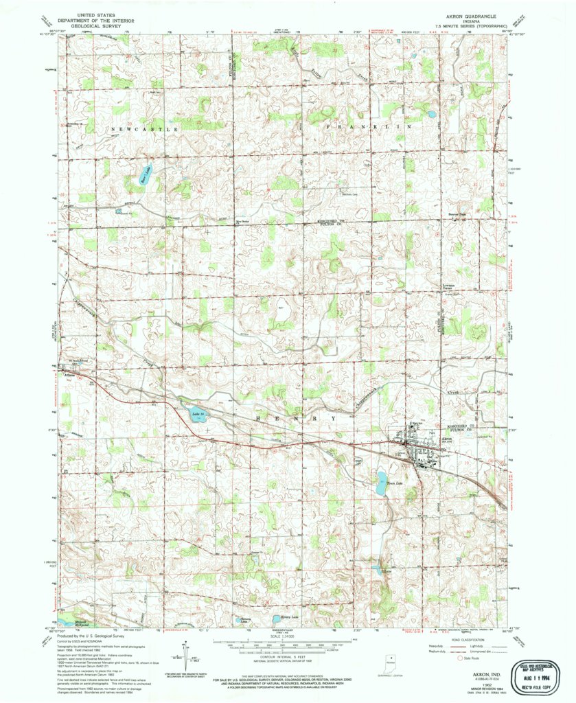 Akron, IN (1962, 24000-Scale) Map by United States Geological Survey ...