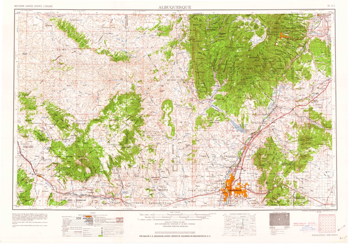 Albuquerque, NM (1962, 250000-Scale) Map by United States Geological ...