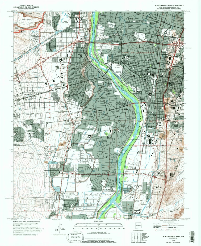 Albuquerque West, NM (1990, 24000-Scale) Map by United States ...