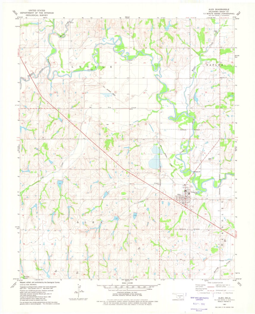 Alex, OK (1981, 24000-Scale) Map by United States Geological Survey ...